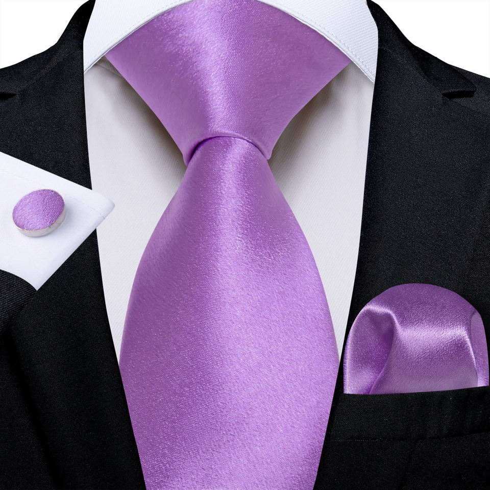Light Purple Solid Silk Satin Jacquard Weave Ties Men Wedding Prom ...