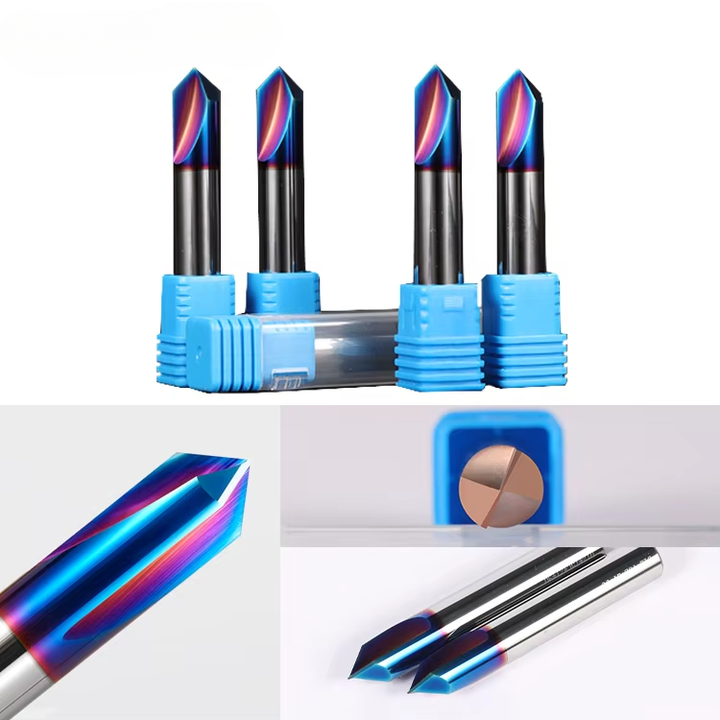 XDracon Tungsten Carbide Chamfer End Mill Set 60 Degree V Groove Tisin ...