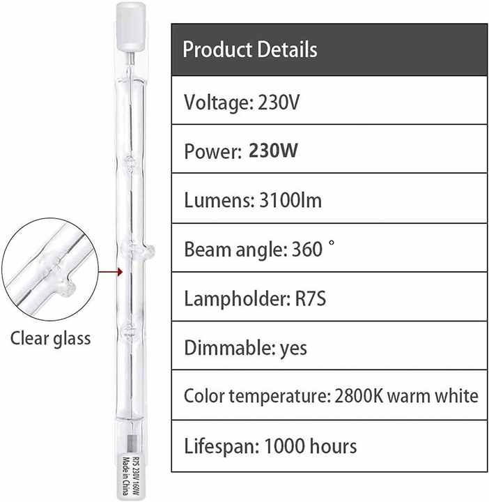 R7s Halogen Tube Lamp J78 J118 J189 - Efficient Lighting