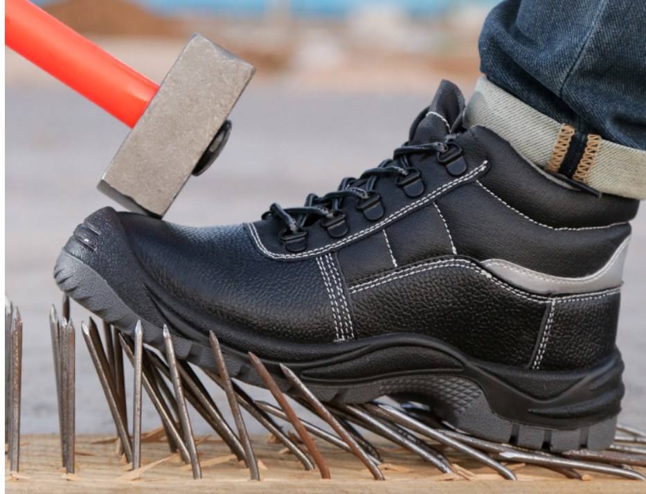 Building Construction Leather Steel Toe Work Shoes PU Sole Security ...