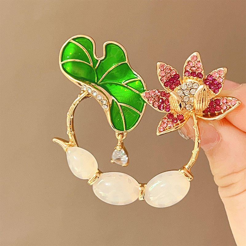 2026 New High-end Alloy Rhinestone High-end Lotus Leaf Flower Chest ...