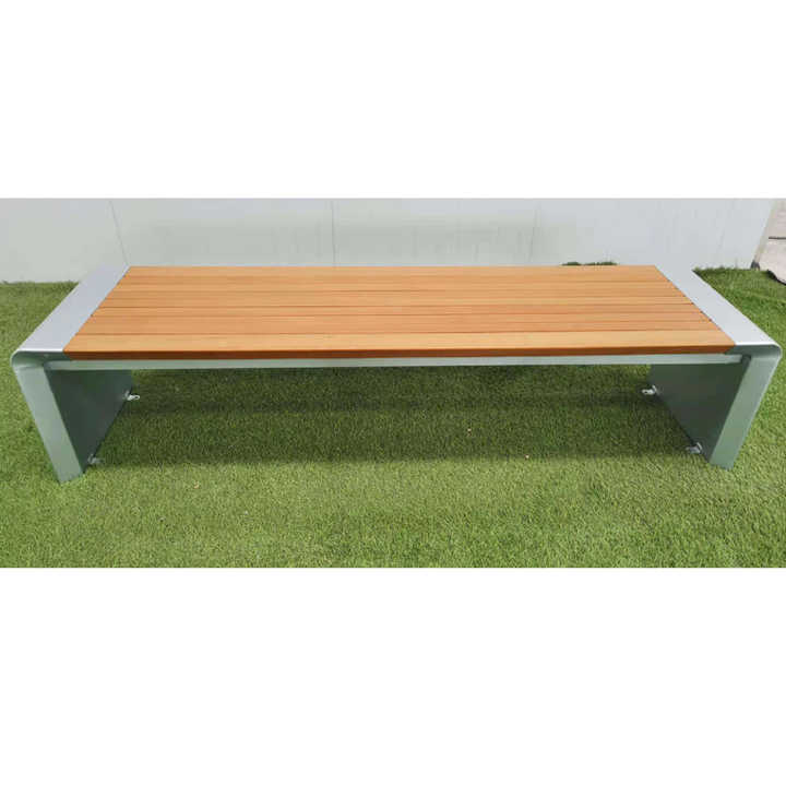 Metal Leisure Backless Street Wood Bench Outdoor Public