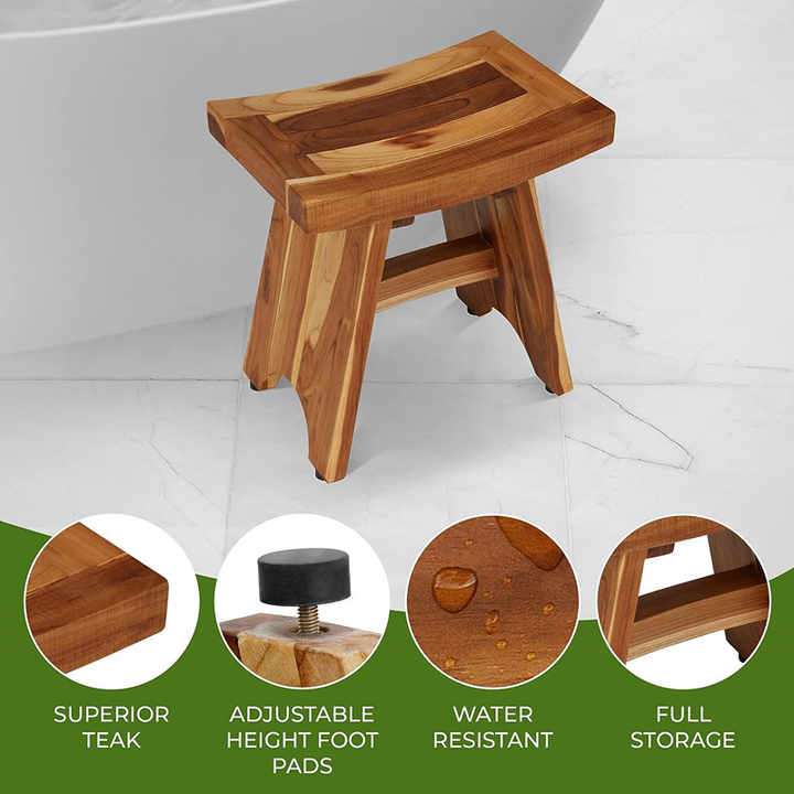 Natural Teak Wood Shower Stool & Bench for Indoor/Outdoor Use, OEM ...