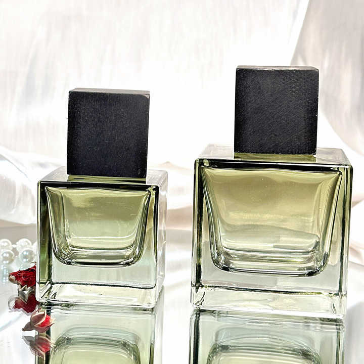 Custom Square Cube Perfume Bottle 100ml Clear Grey Black Gradient Color ...