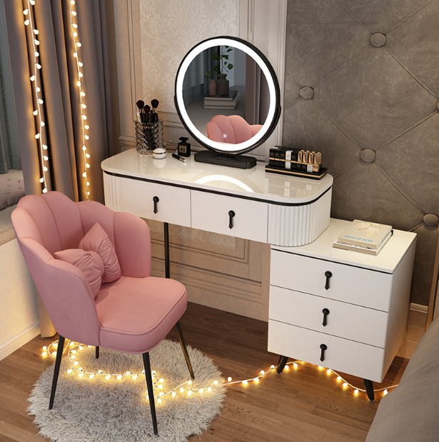 Minimalist Light Luxury Dressing Table Set Bedroom Storageintegrated Dressing Table with LED Lights Wall Mounted Dressing