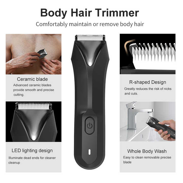 USB Rechargeable Cordless Electric Body Groin Hair Trimmer Adjustable Trimmer for Men Electric ...