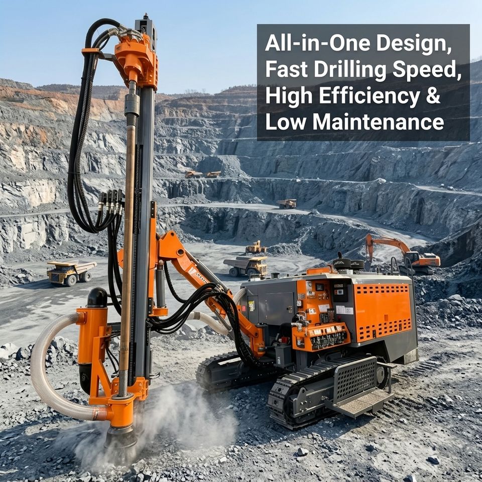 "Diesel Drilling Rig Rotary Hard Rock Air Compressor Drill Machine for ...