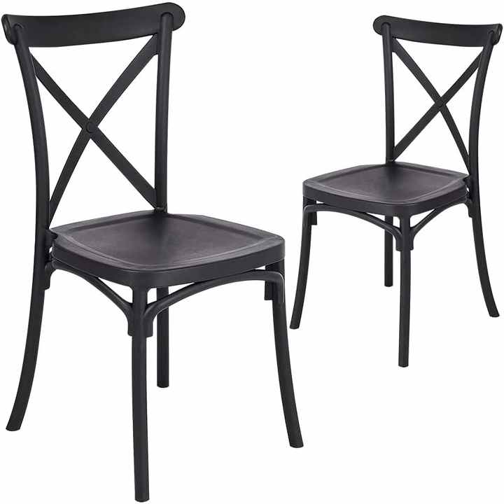 plastic cross back chair stackable dining chair outdoor garden cafe ...