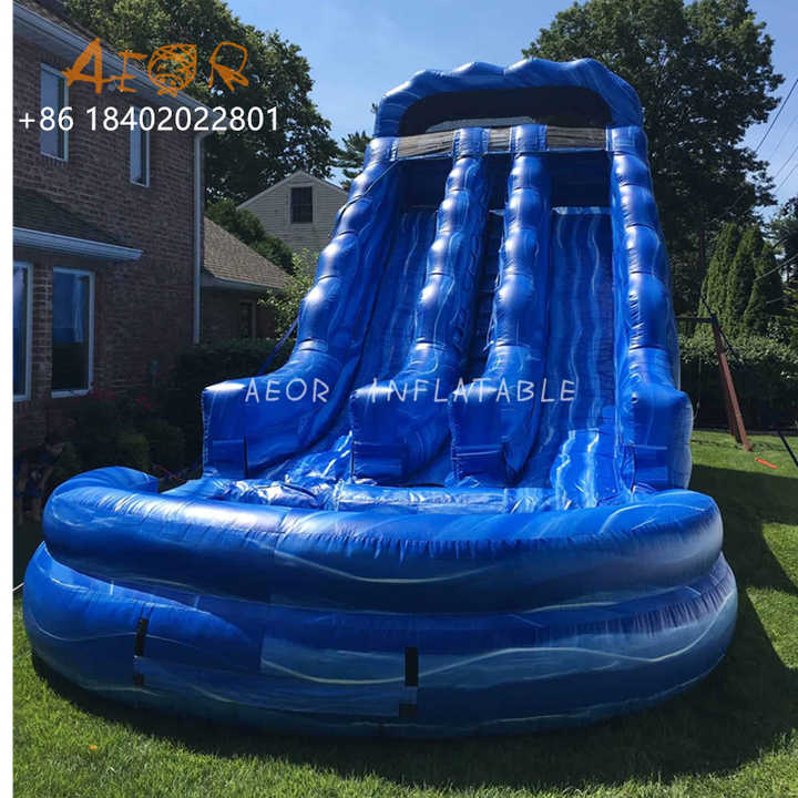 Hot Design Blue and Yellow Waterslide Sun Inflatable Slide Water Park ...