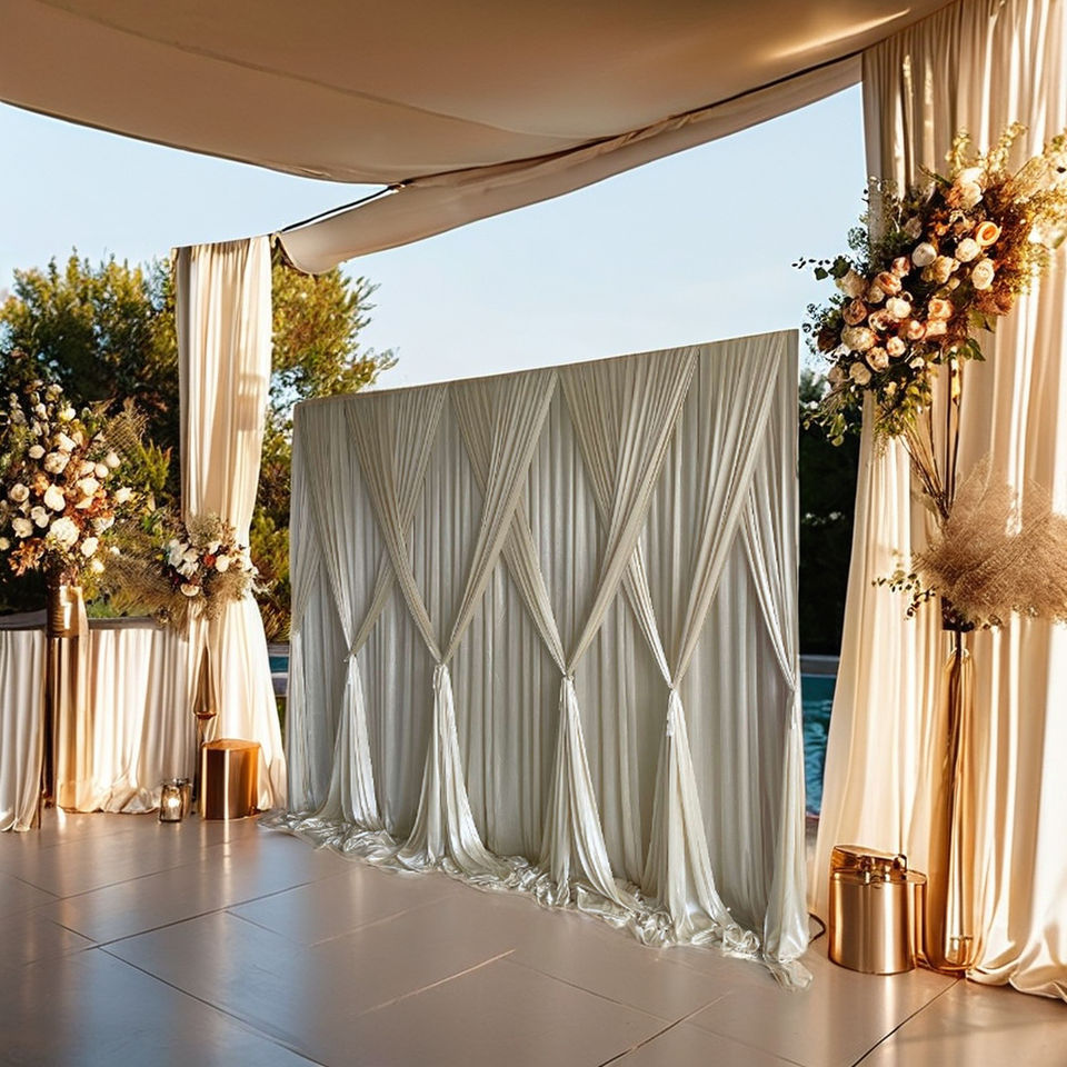 Pearlescent Fabric Polyester Curtain Wedding Backdrop Decoration Party ...