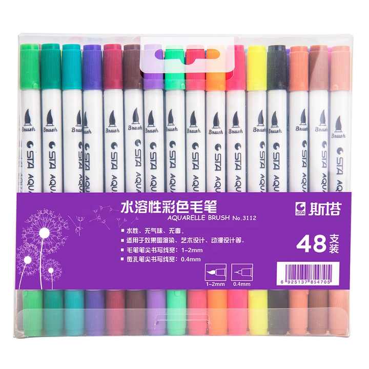 STA 80-Piece Brush Marker Set Dual Tip Art Markers with Fine and Brush ...