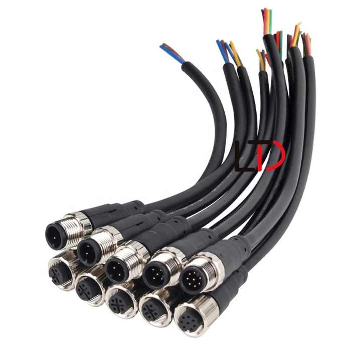 M12 Cable Female Male Connector Plug 2 3 4 5 8 Pin Custom Molding ...
