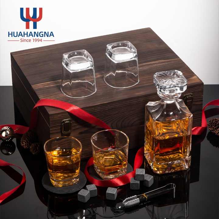 Whiskey Decanter Gift Box - Custom Etched Set with 4 Glasses