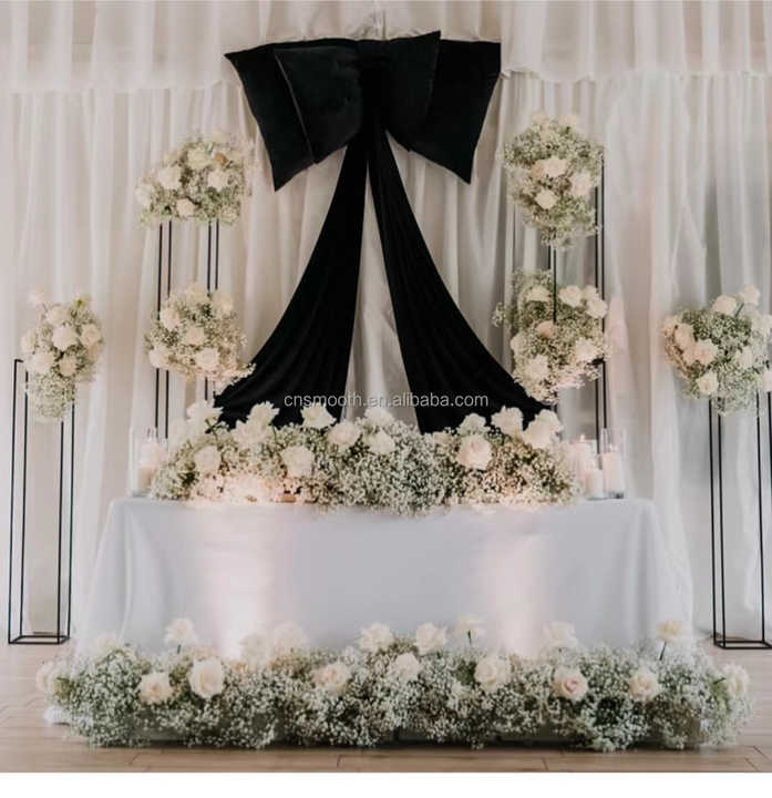 SMOOTH Giant Wedding Stage Backdrop Giant Bow Decoration Fabric Black ...