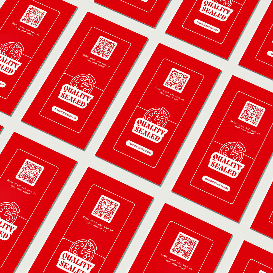 Vibrant Red Pizza Box Sealing Labels Bold Branding Takeout Food ...