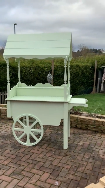 Fully Collapsible White Painted Candy Cart for Weddings with Wheels ...