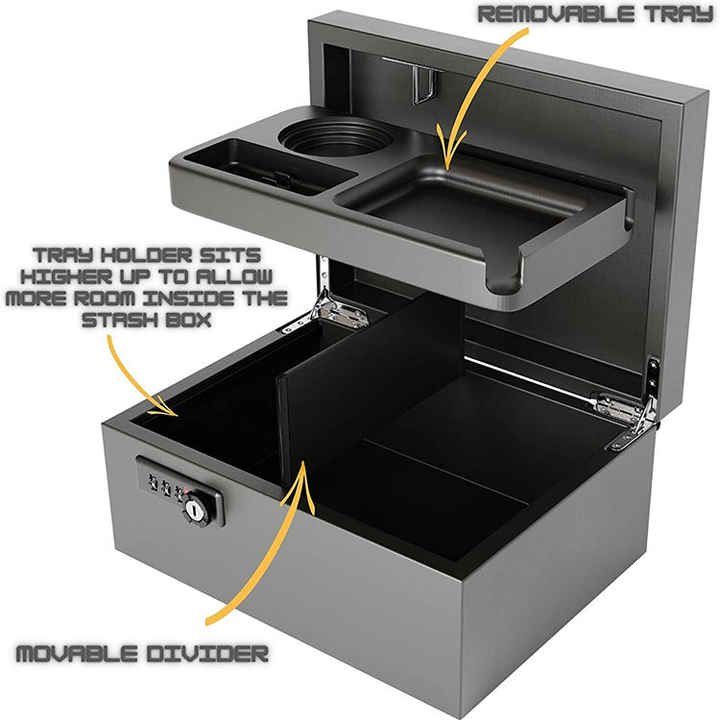 Extra Large Black Painted Wooden Stash Box with Rolling Tray Rectangle ...