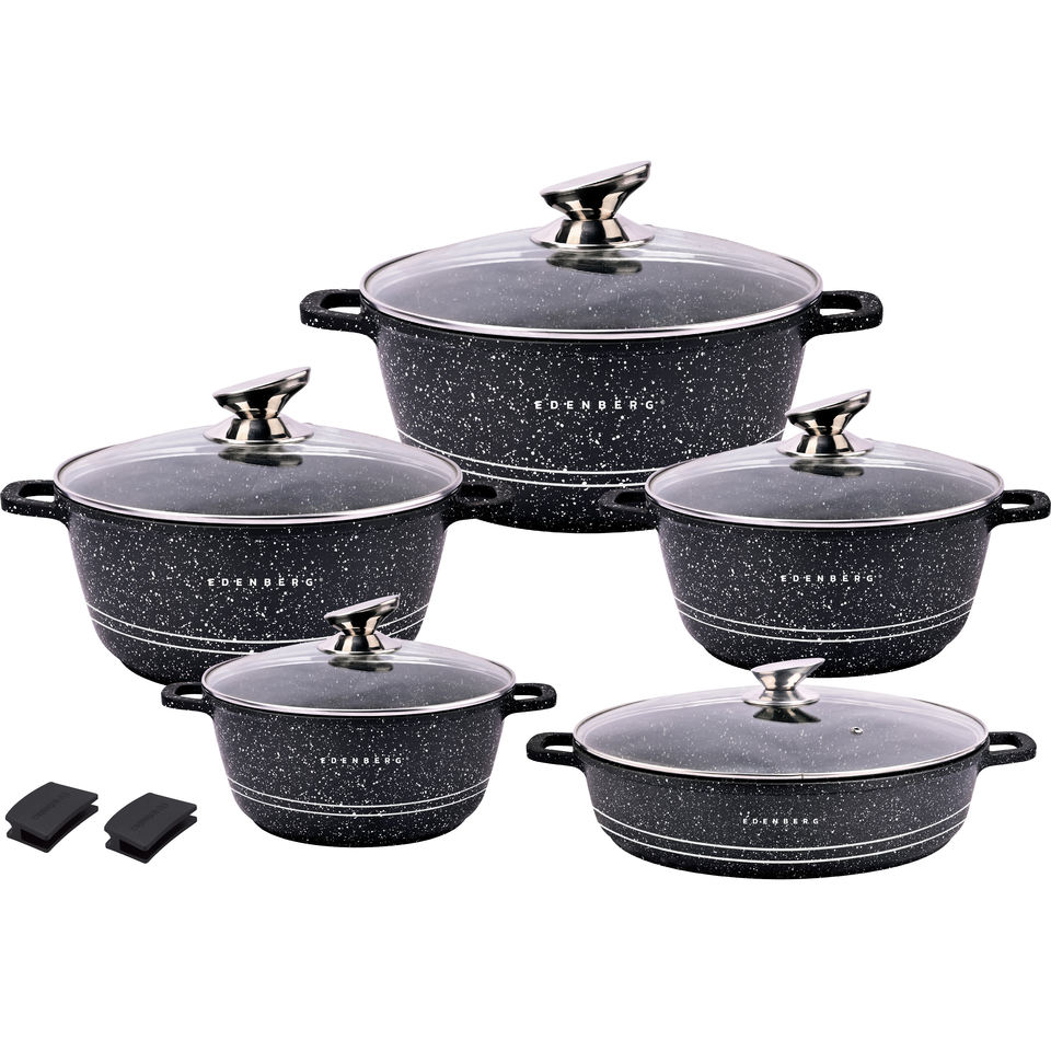 10-Piece Cast Aluminum Soup Pot Set with Deep Casserole Non-Stick ...