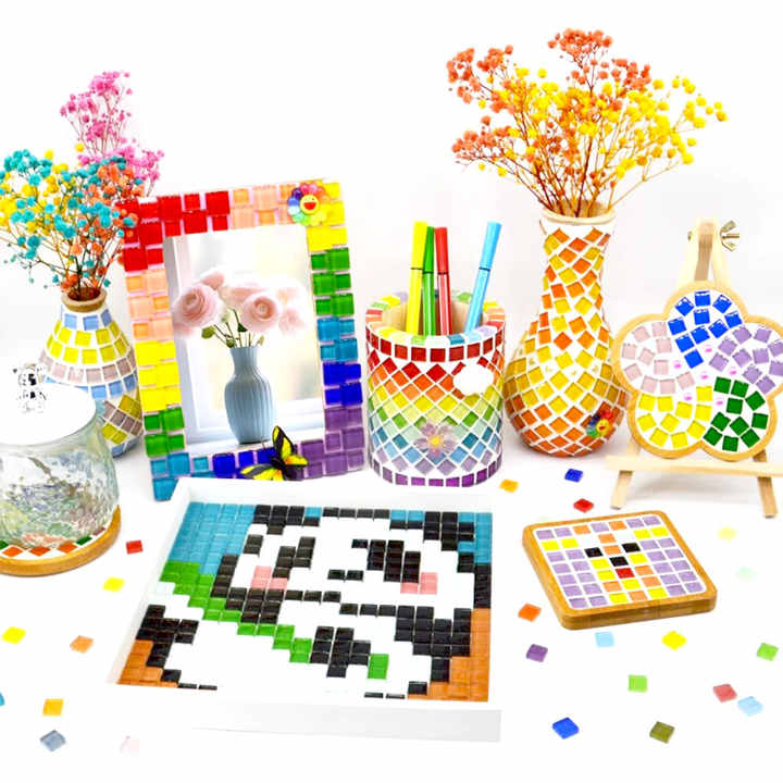 Adults' DIY Glass Mosaic Craft Kit Colorful Mosaic Set with Mosaic Art for Kids' Creativity ...
