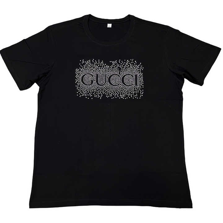 Rhinestone Screen Printed T-Shirt Custom Oversize Men