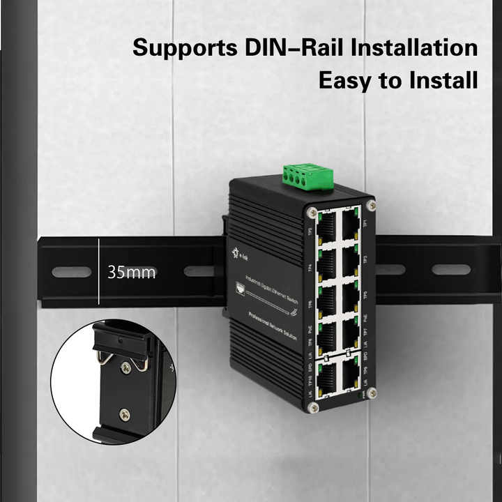 Mini 10 Port Gigabit PoE Switch with 8 PoE Ports, 10/100/1000T Uplink ...