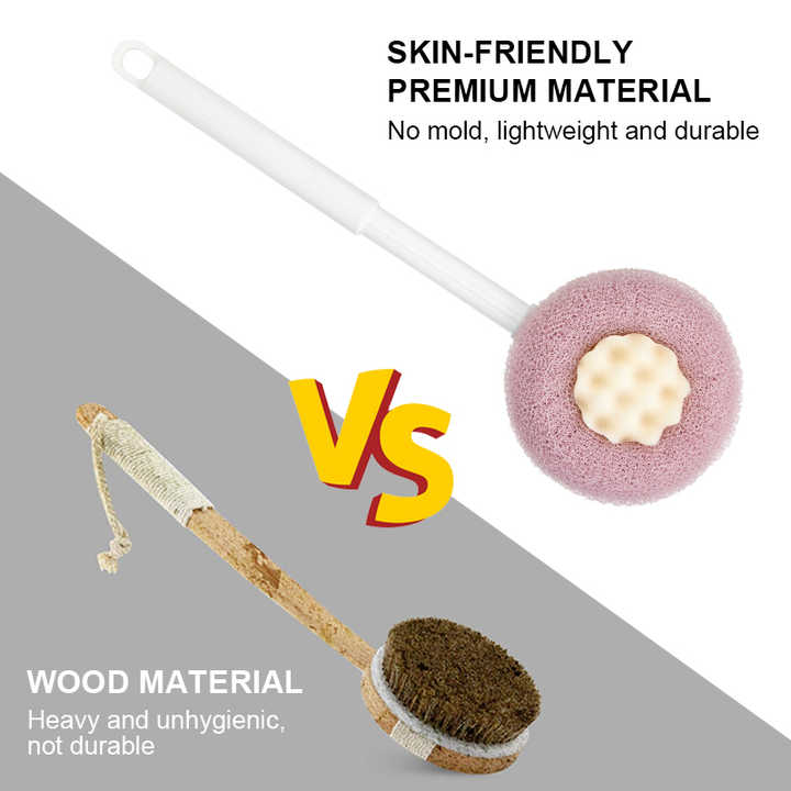 New Style Shower Silicone Body Scrubber Telescopic Long Handle Back ...