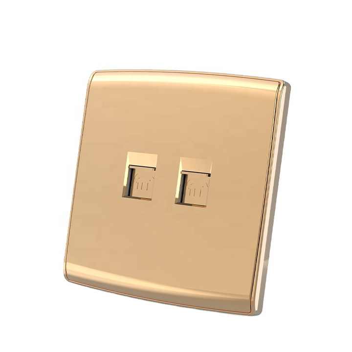 Sirode S2 Series British Standard Modern Gold Luxury 2 Gang Telephone ...