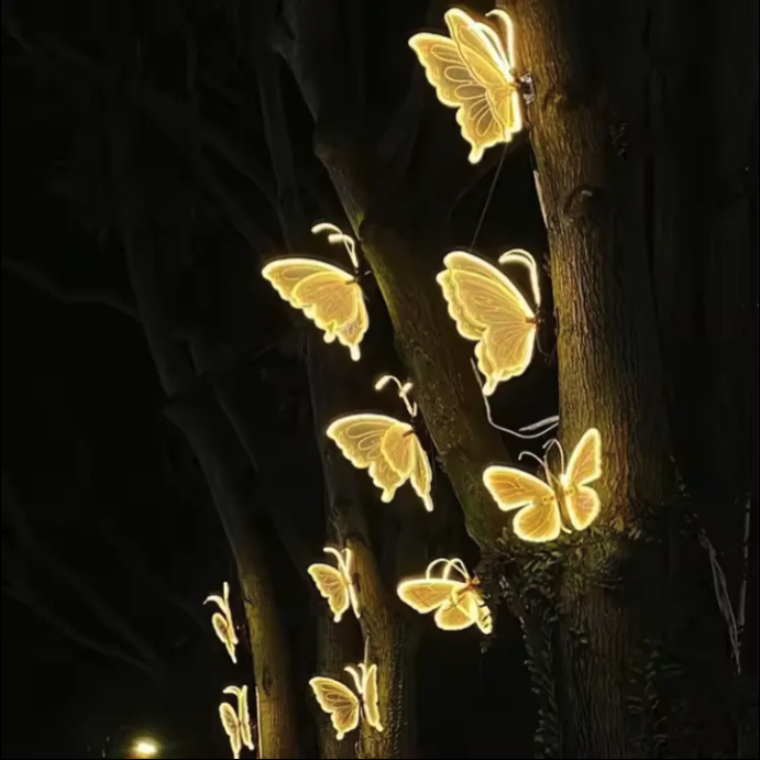 Outdoor Garden Led Butterflies Decoration Colorful 40CM Simulated ...