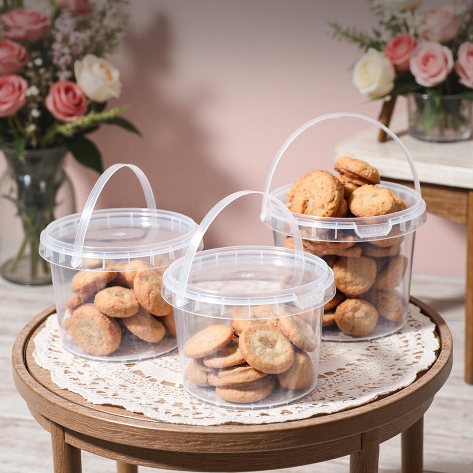 3L Food Grade Plastic Buckets Good Sealing -20℃~120℃ Biscuits Peanut ...