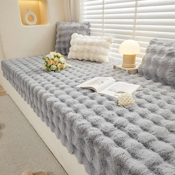 Bubble Round Faux Rabbit Fur Carpet - Camel Colour Living Room