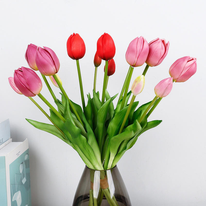 Soft Touch Handmade Tulip Artificial Flowers Bouquet 5-Head Wedding ...