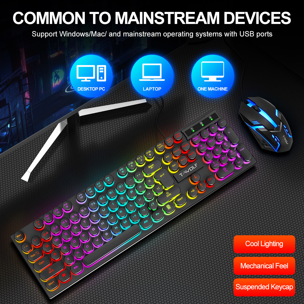 Rainbow Light Mouse Gaming Wired Keyboard Combo | IMICE