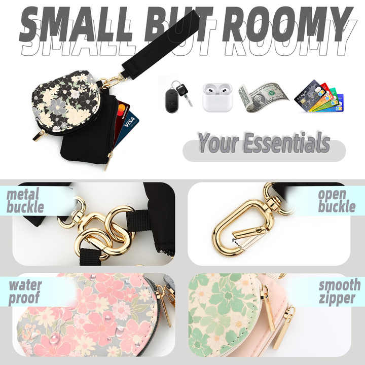 Monogram Floral Pouch Fashion Double Wristlets Wallet Coin Purses Key ...