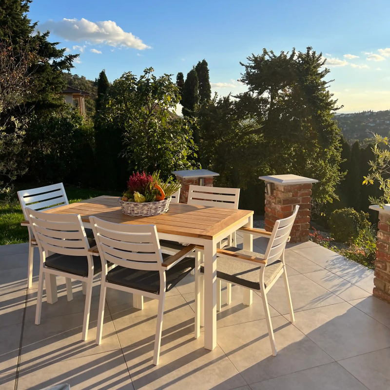 Waterproof Outdoor Restaurant Furniture Wooden Garden Dining Table and ...