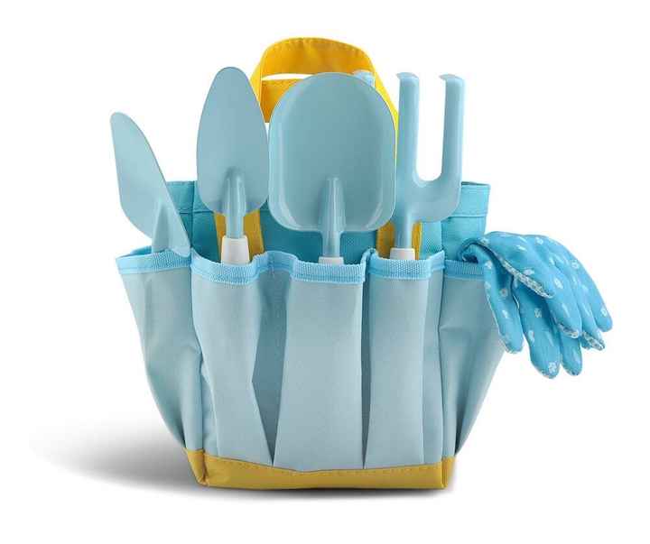 Blue Pink Mini Garden Tool Set for Kids Unisex Wood Shovel Rake Fork ...