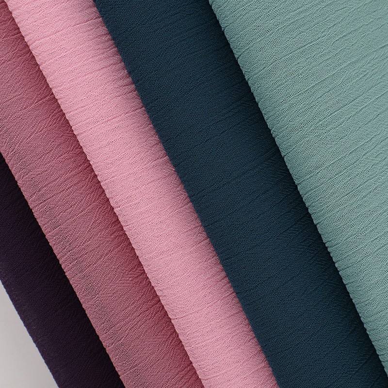 Woven Texture Chiffon Fabric 100% Polyester Wrinkle Fabric Ladies Wear ...