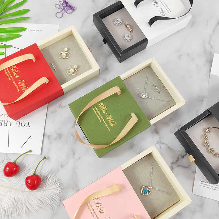 Custom Logo Jewelry Packaging Boxes Gifts Paper Box Drawer Necklace ...