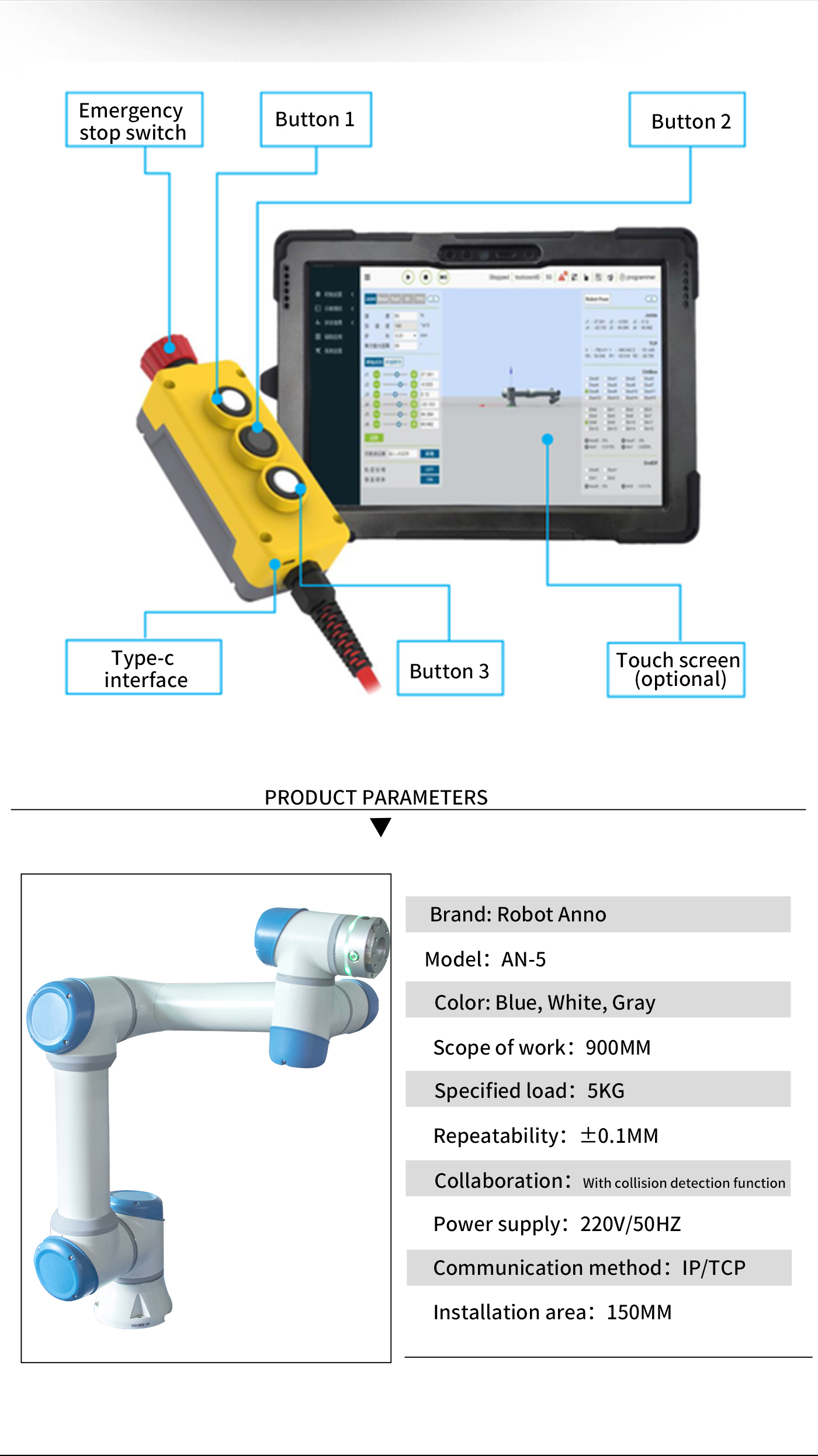 Small Desktop Robot Arm Camera Cobot Robot Arm 3kg Load Collaborative Robot 5kg Load Products