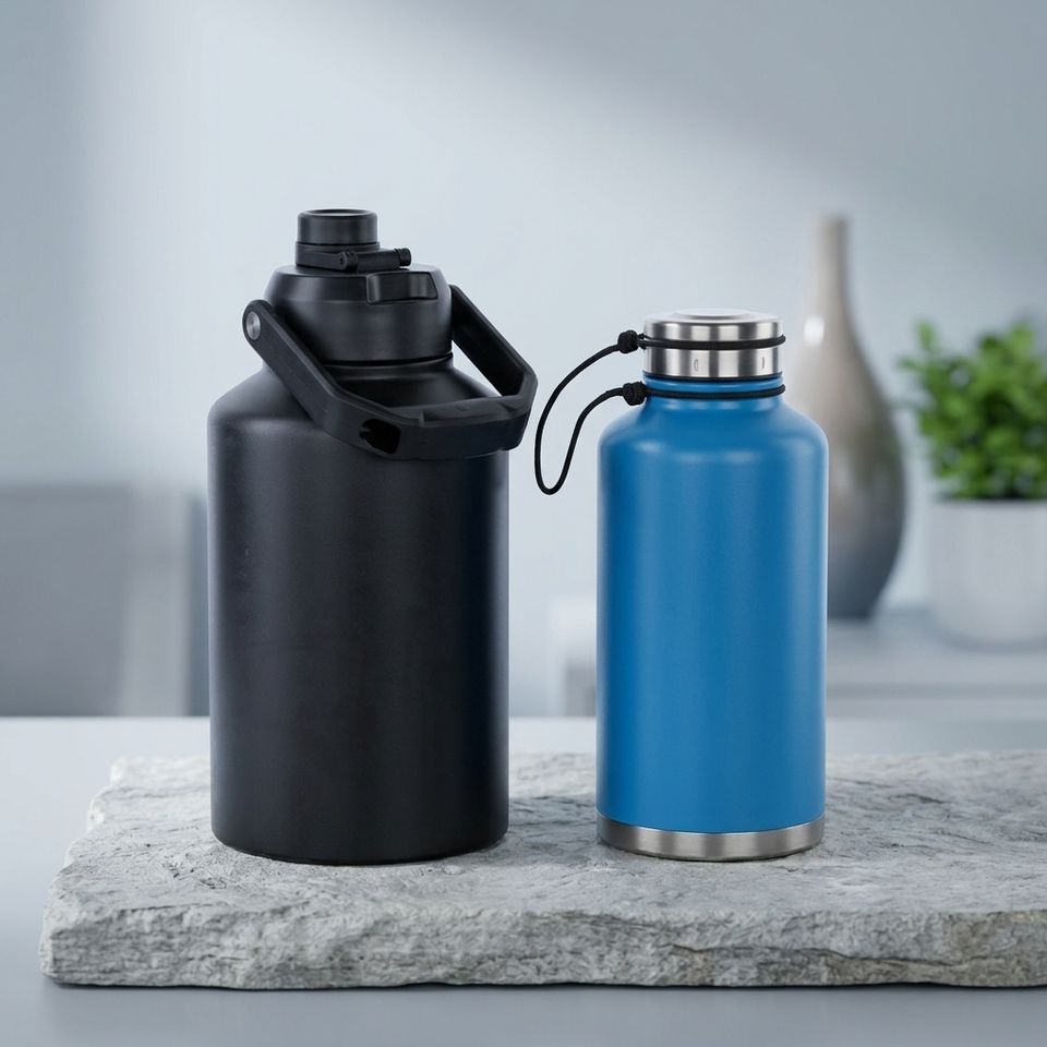 128oz Gym Water Bottle Stainless Steel Insulated Sports Jug with Handle ...