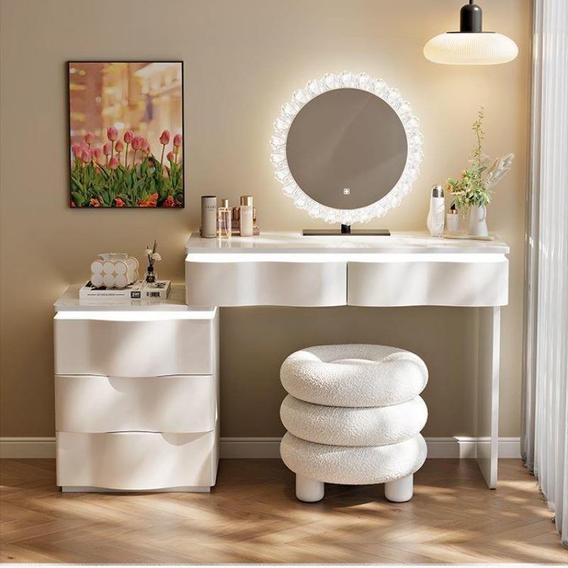 Luxury Modern Extendable Vanity with LED Lighted Mirror Swivel Design ...