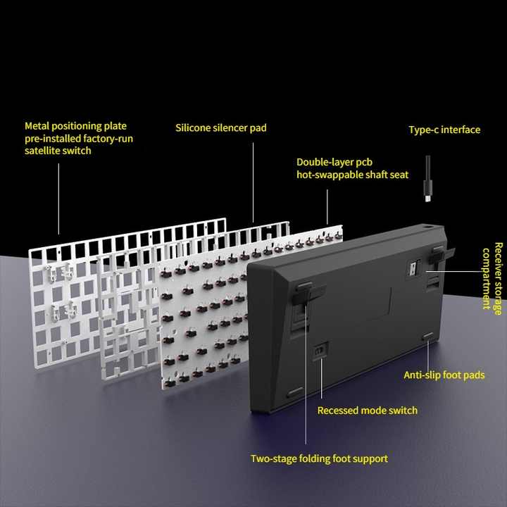 DK84 Mechanical Keyboard Kit Wireless Tri-mode RGB Hot-swap Gasket ...