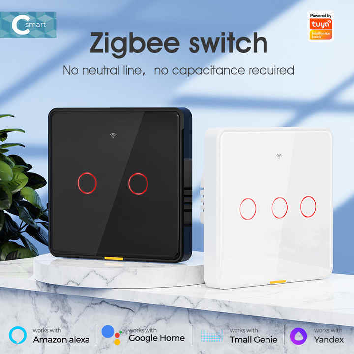 YIERYI No Capacitor No Neutral 1/2/3 Gang EU Light Touch Tuya Wall ...
