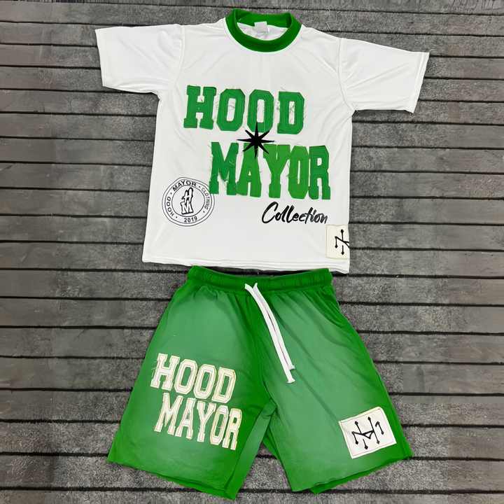 Men's Shorts Set Custom 100% Cotton Patch Embroidery Tee and Shorts ...