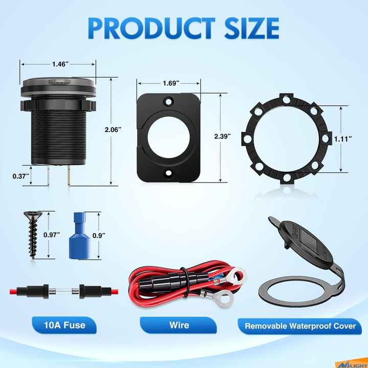 USB Socket PD Type C QC 3.0 Fast Charging 12V 24V Car Outlet Voltmeter ...