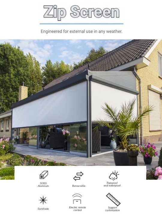 Custom Patio Vertical Retractable Shade Wind Resistant Motorized ...