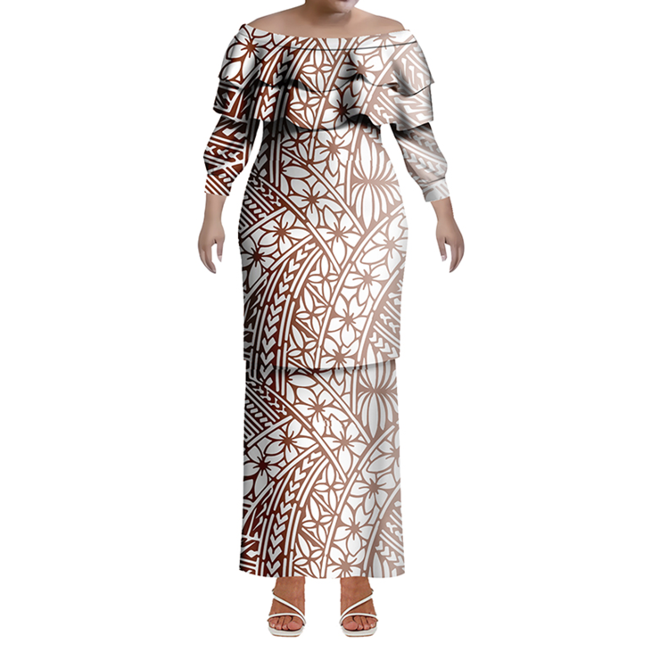 Wholesale Custom Tonga Puletasi Dress - Long Sleeve One Shoulder