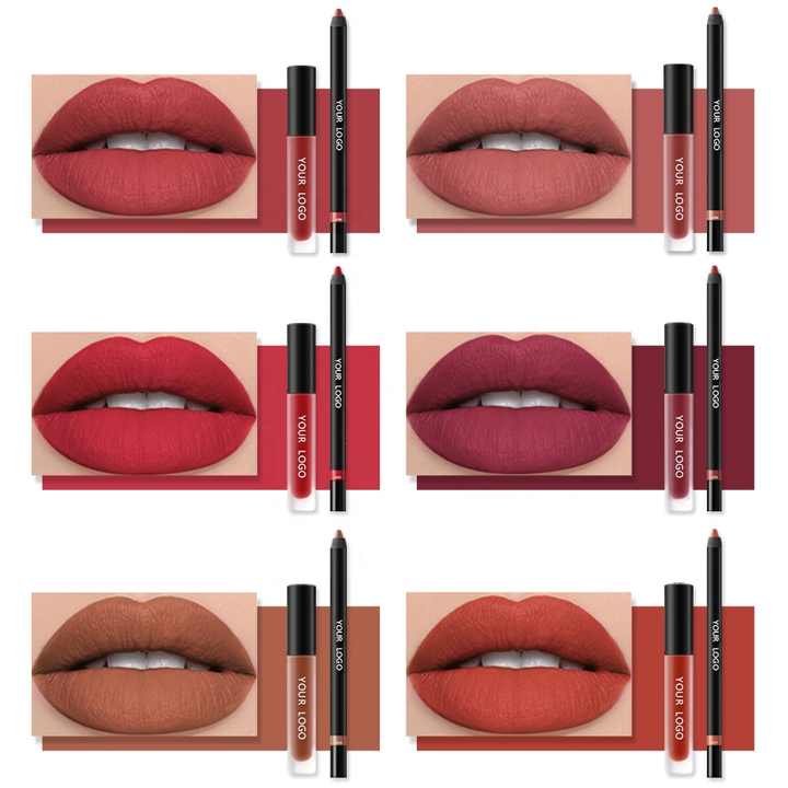 Wholesale Matte Liquid Lipstick Set with Lip Liner