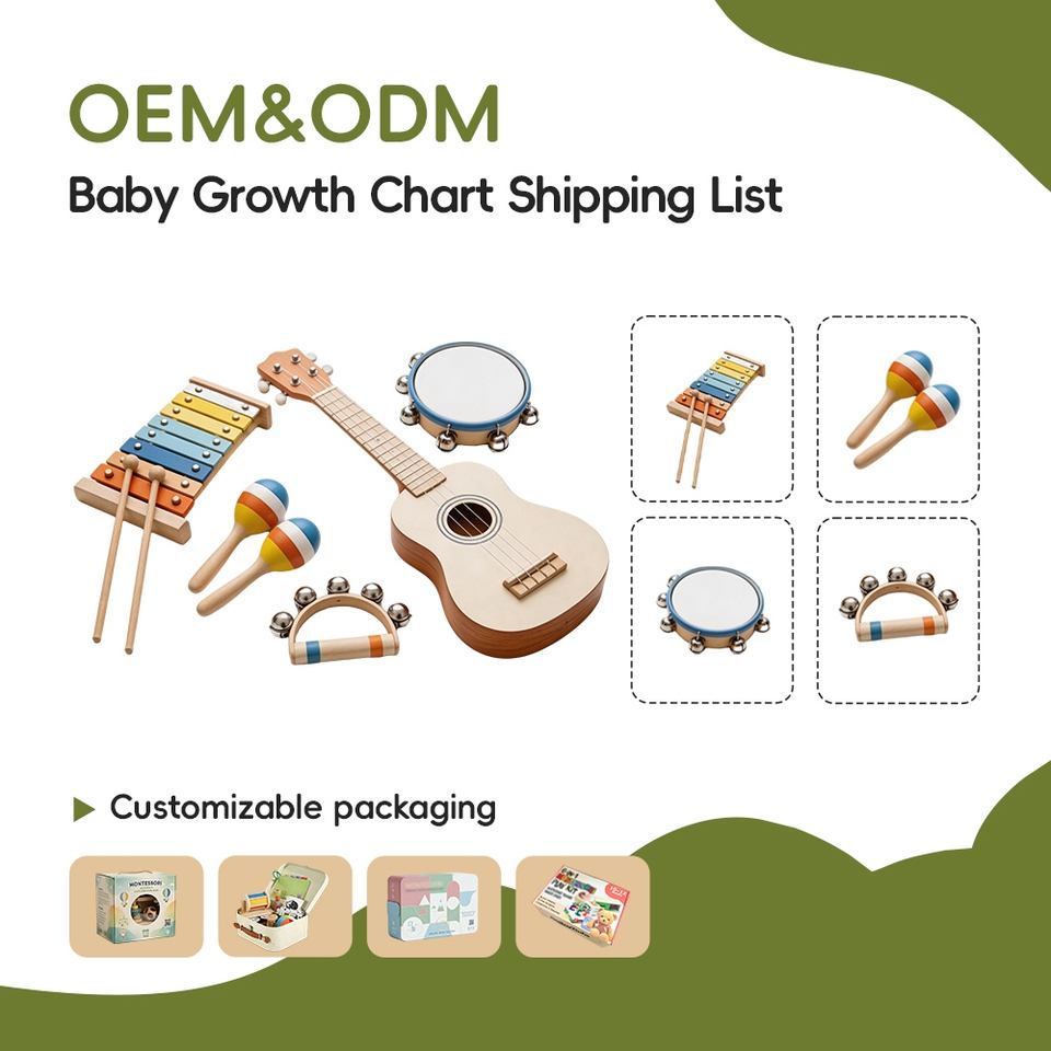 Leowood 5-Piece Montessori Wooden Orff Rattle Set Infant Bed Bell ...