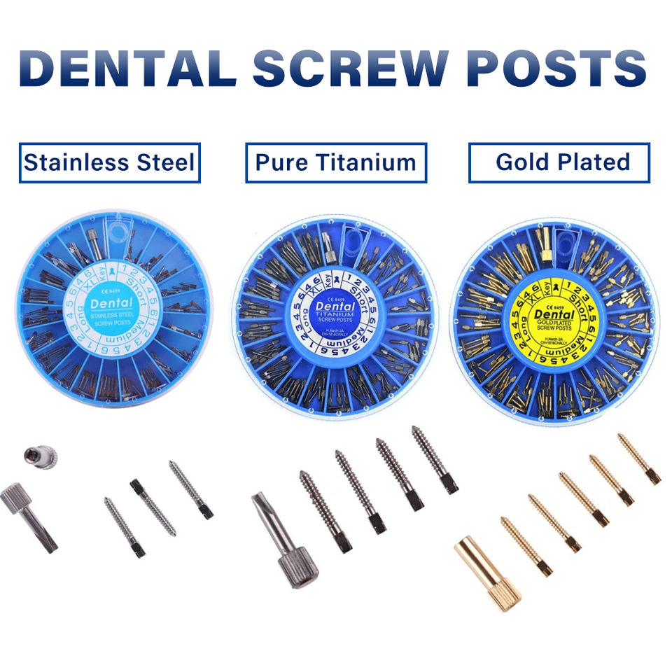 2025Newest Dental Instrument Stainless Steel Screw Post 120pcs&2Key ...