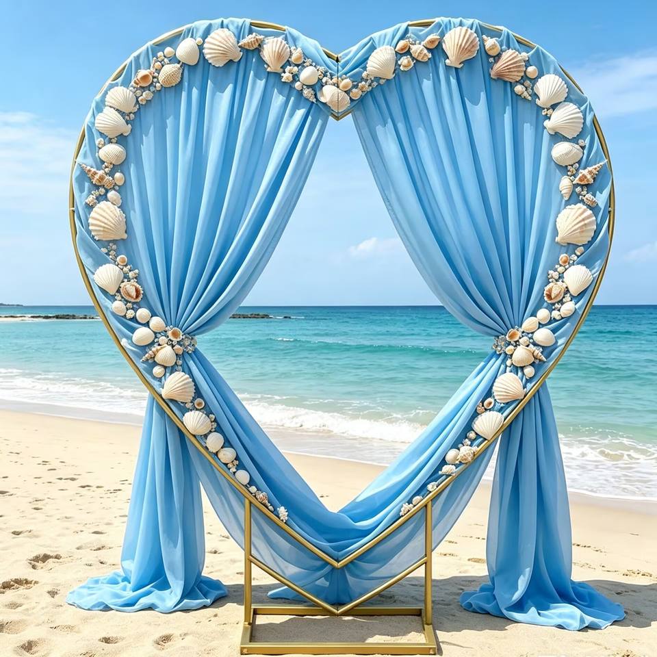 Gold Heart Shape Wedding Arch Backdrop Stand, Metal Frame for Ceremony ...